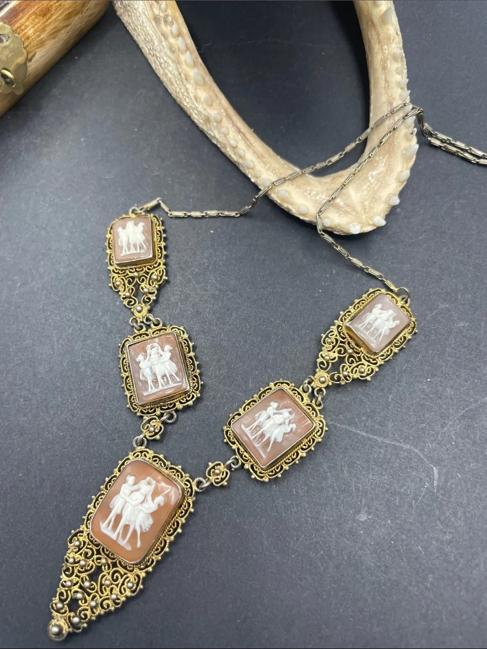 800 | Jewelry | Three Graces Shell Cameo Vermeil Necklace Vintage A5 ...